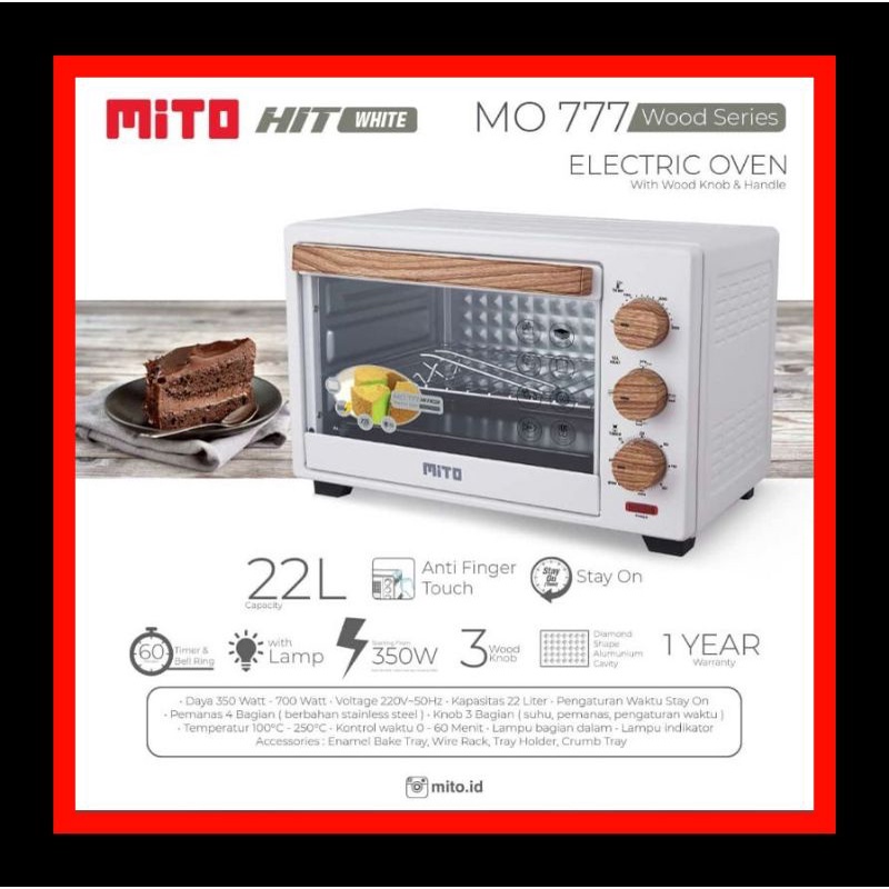 KAYU Mito Oven MO 777- Hit Electric Oven 22 Liter Wood Motif, 350 watts ...