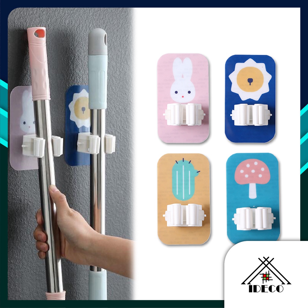 iDECO Bathroom Mop Holder/Mop Hook/Penyapu Penyangkut Broom Storage ...