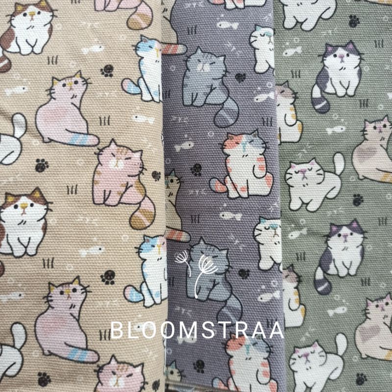 Tabby Cat canvas fabric, metered canvas material, Tabby Cat fabric 0.5m ...