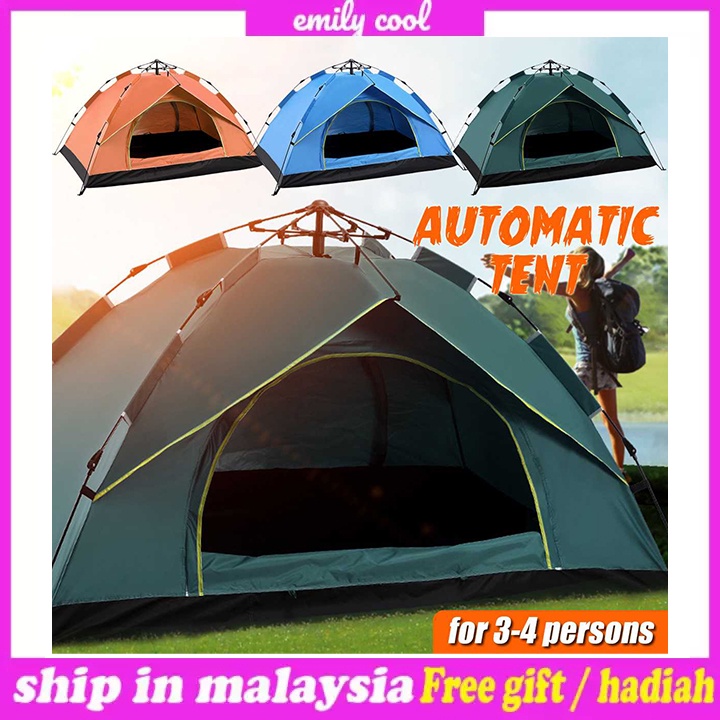 [M'sia] Ready Stock Fully Automatic Tent 3-4 Person Camping Tent Easy ...
