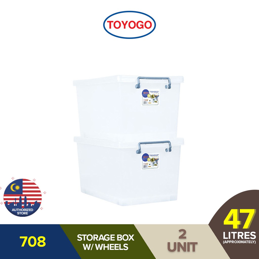 TOYOGO Storage Box with Lid - Translucent 708 (41L) [2/6 units ...