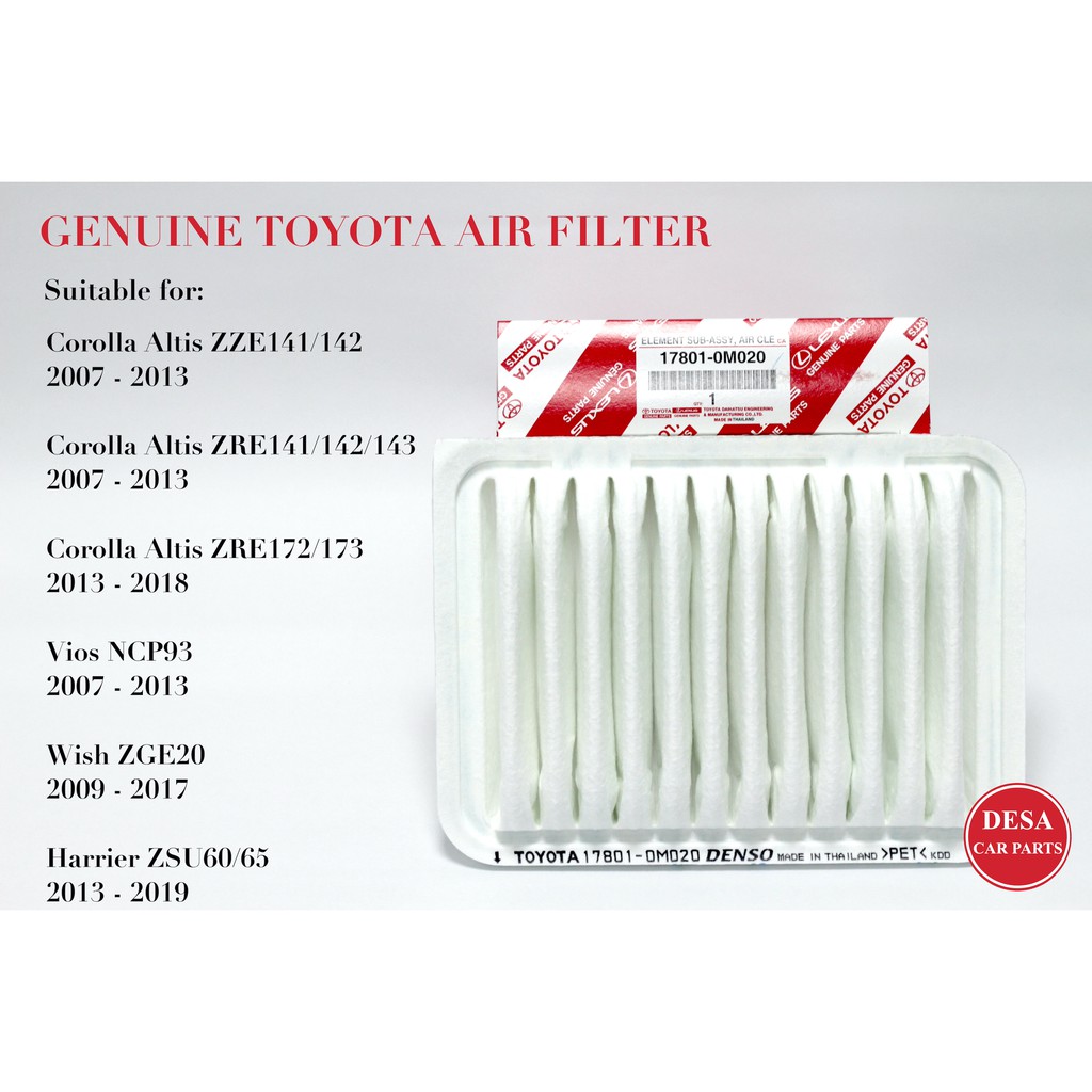 Genuine Toyota Air Filter for Toyota Corolla Altis, Vios & Harrier ...