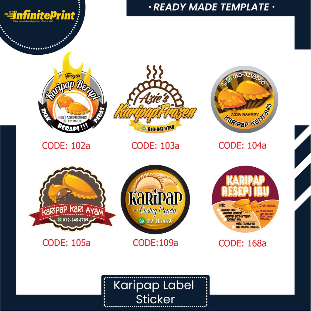 Karipap Label Sticker Product - Label 3cm / 4cm / 5cm / 6cm / 7cm / 8cm ...