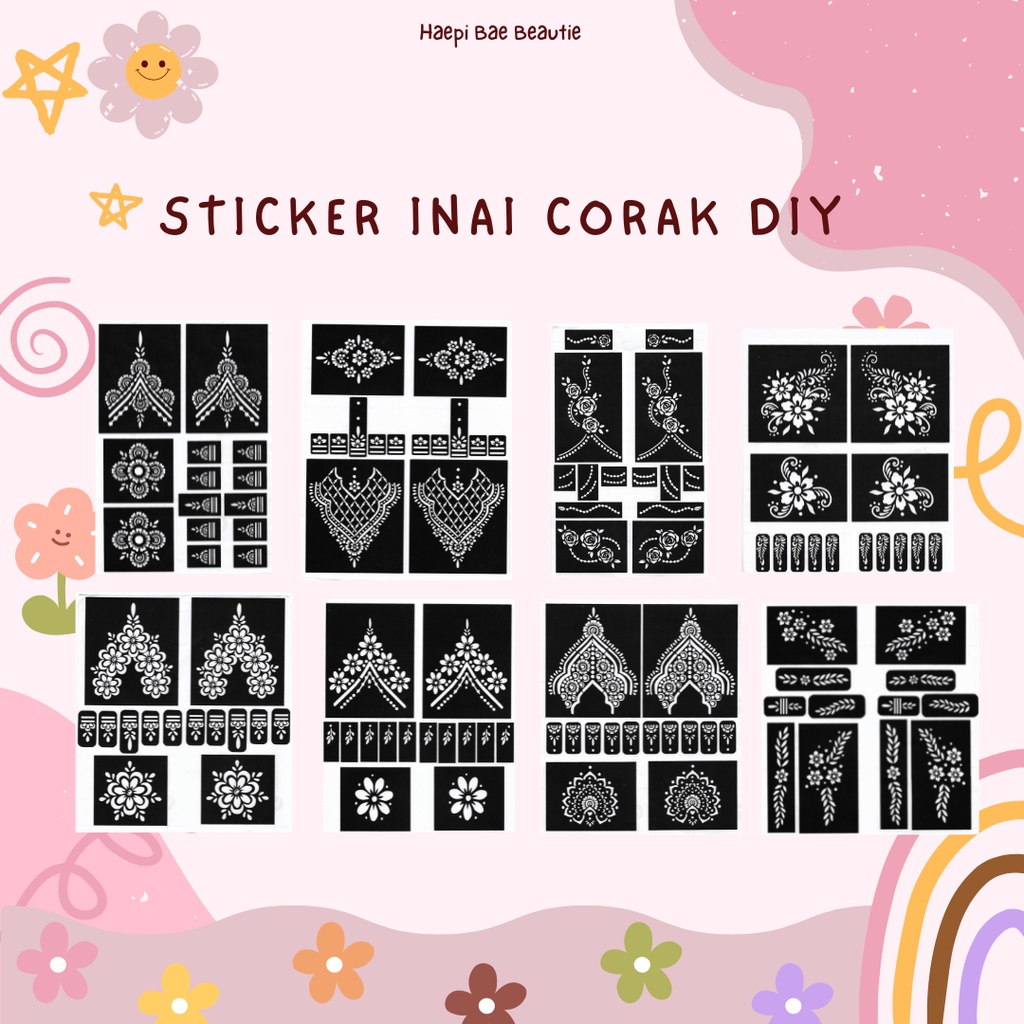 sticker inai corak tangan pengantin stiker inai diy inai corak viral ...