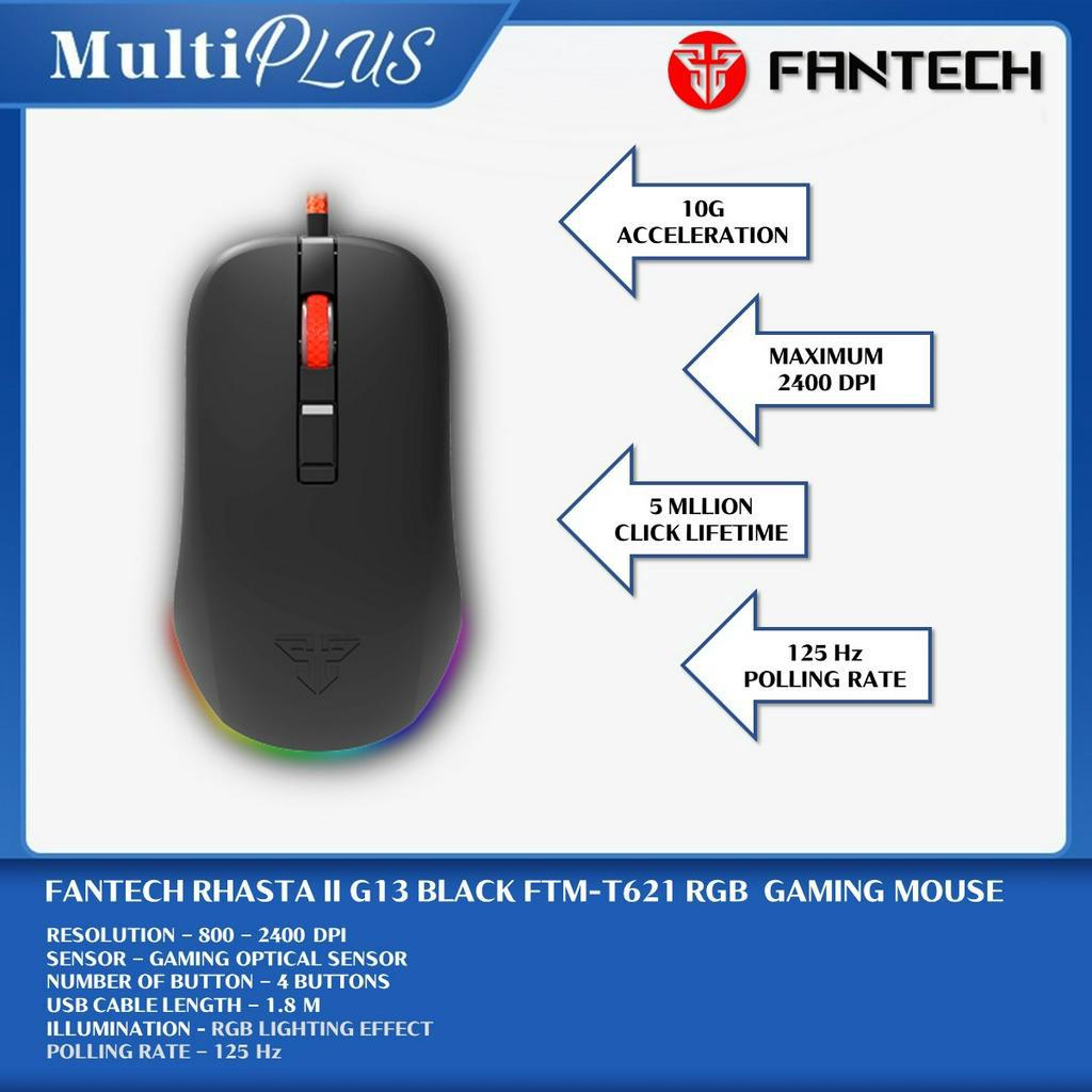 FANTECH RHASTA II G13 BLACK FTM-T621 RGB GAMING MOUSE | Shopee Malaysia
