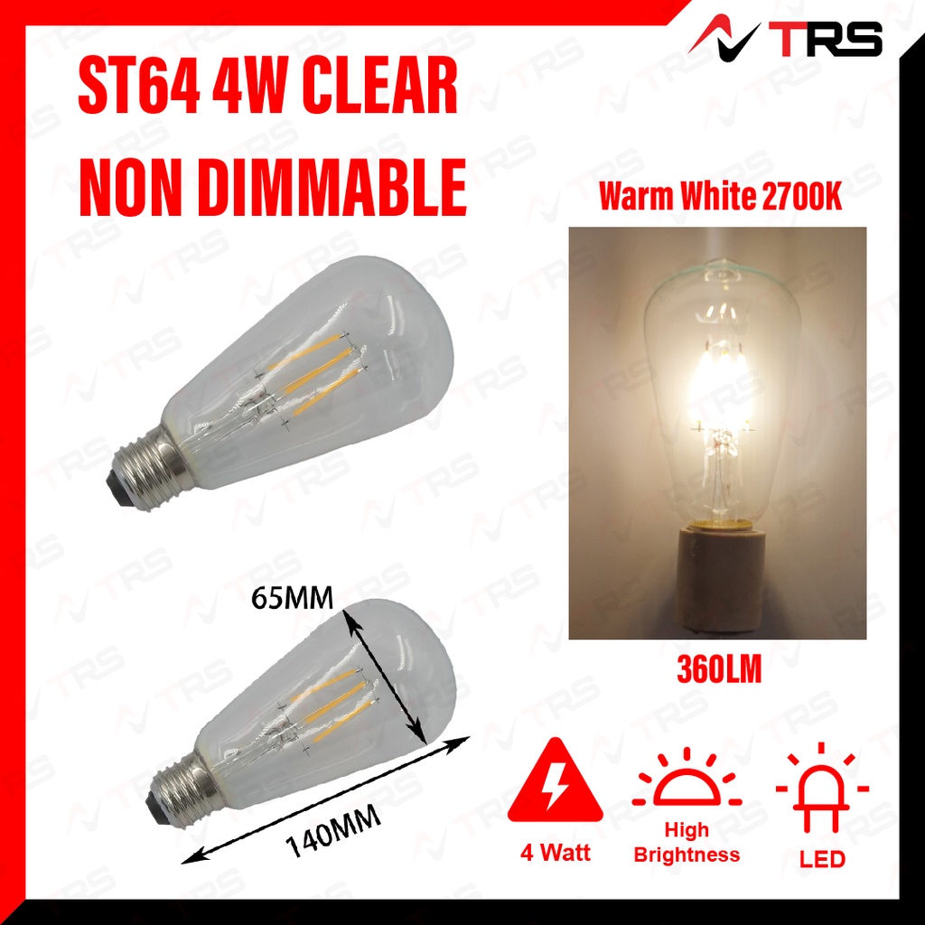 G80 G95 G125 ST64 C35 G45 4W 2700K / 6000K E27 / E14 CLEAR or GOLD LED ...