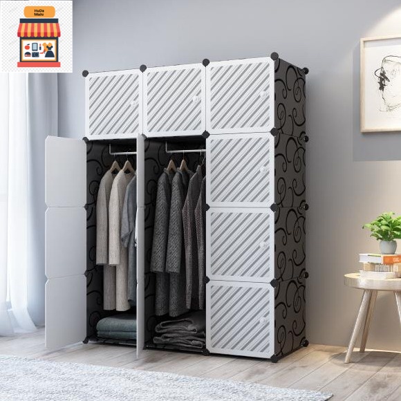 [READY STOCK] Linewhite 12 cube Black DIY Multipurpose Wardrobe Cabinet ...
