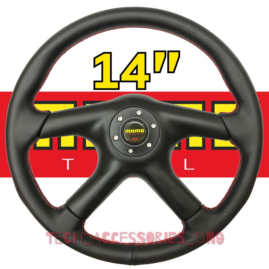 MOMO 14" Universal Sport Racing Car Steering Wheel 4 Stroke 14 Inch Black 8911 | Shopee Malaysia