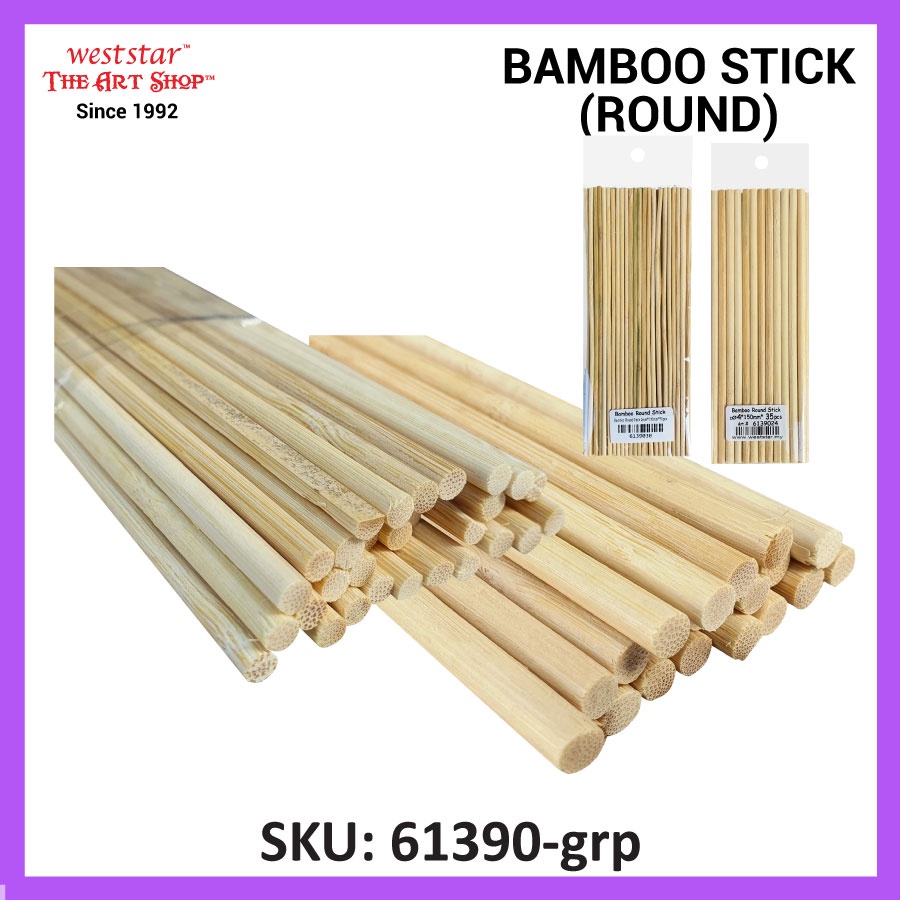 [WESTSTAR] Wooden Bamboo Stick Round | Wooden Stick Round | DIY Stick ...