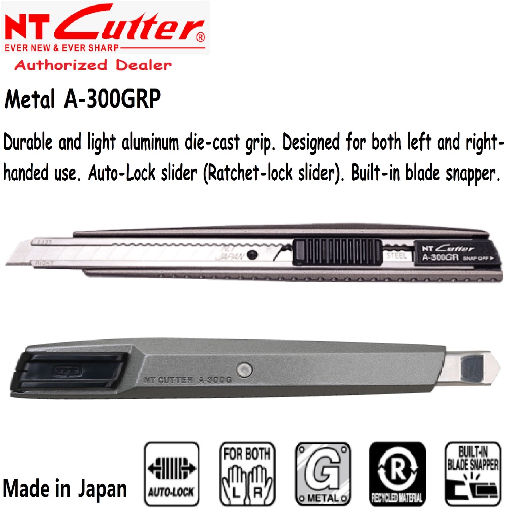 NT CUTTER Metal A-300GRP Made in Japan (Designed for both left and ...