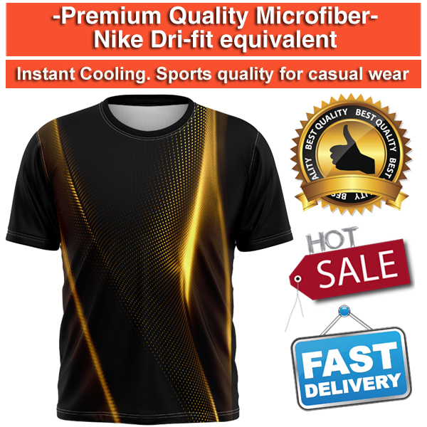 Limited Edition 043 Baju T-shirt Microfiber Dri-fit Luxury Gold Satin ...