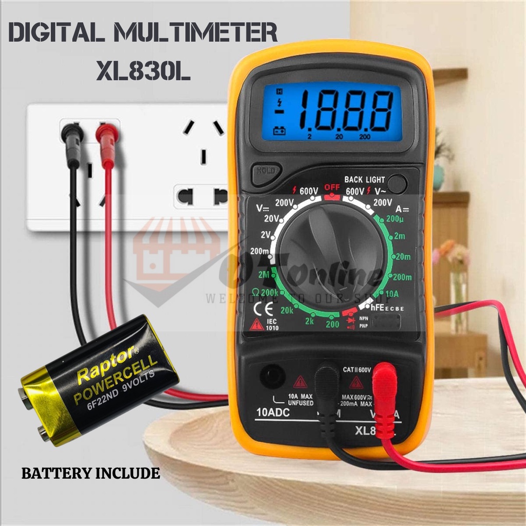 NEW Digital Multimeter XL830L LCD Volt Meter Ammeter Ohms Tester AC/DC ...