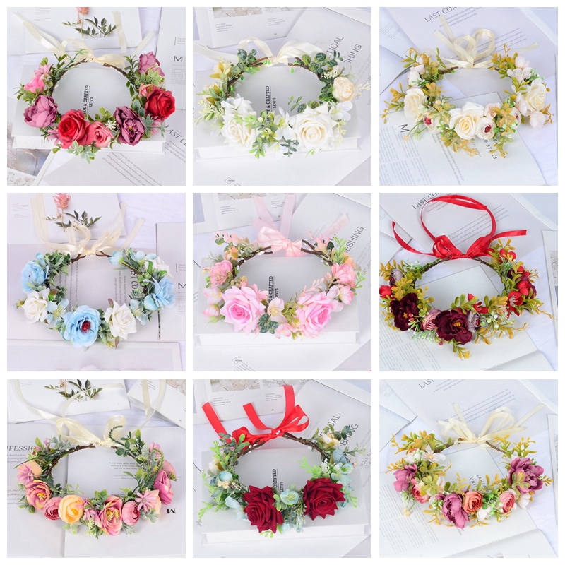 Summer Artificial Rattan Flower Bridal Flower Crown Headwear Simulation ...