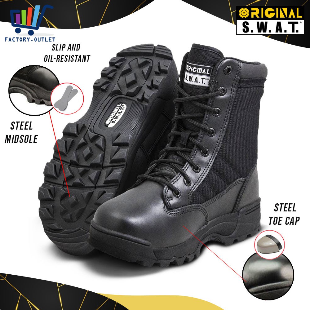 SWAT Tactical Boots – Kasut Keselamatan SWAT Steel Toe Cap Steel Mid ...