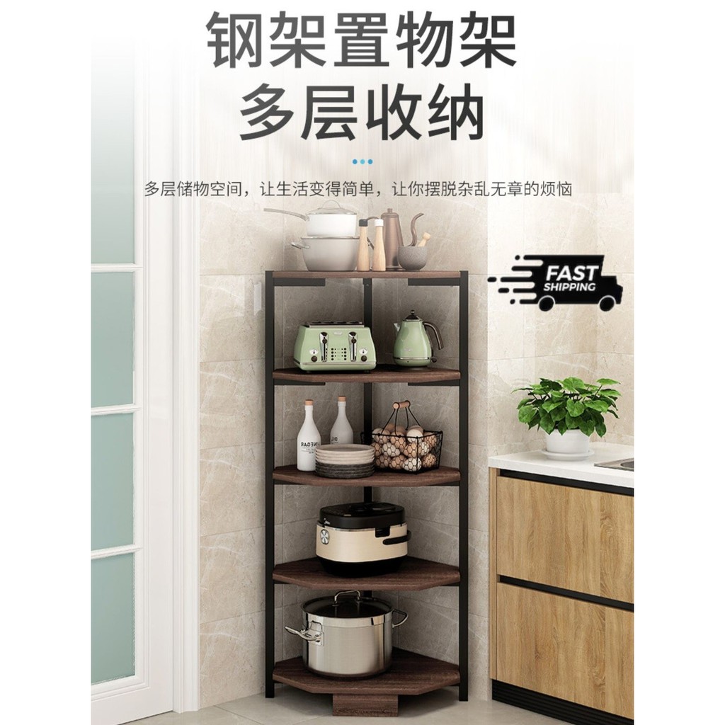 多功能厨房角架 Multifunctional Kitchen Corner Storage Rack Rak Penyimpanan ...