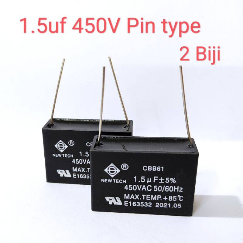 2 Biji 1.5uf 450V 2 Pin Capacitor PCB Board Capacitor kapasitor ...