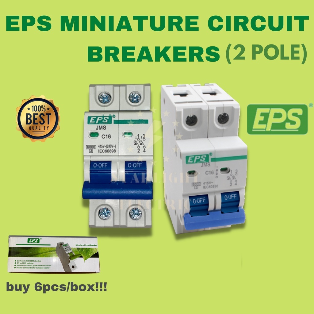 EPS (MCB)2POLE MINIATURE CIRCUIT BREAKERS (6KA) 6A/10A/16A/20A/32A/40A/63A | Shopee Malaysia