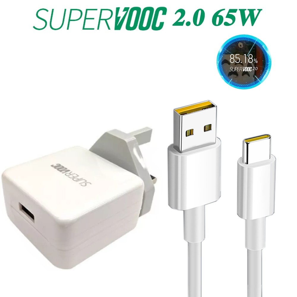 65w REALME OPPO SuperVOOC 10V/5.0A Charger Adapter Type C USB VOOC Data Cable Set | Shopee Malaysia