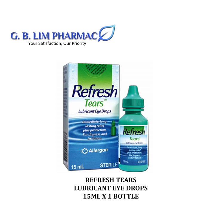 REFRESH TEARS LUBRICANT EYE DROP 15ML 1 BOTTLE / 2 BOTTLES / 3 BOTTLES ...