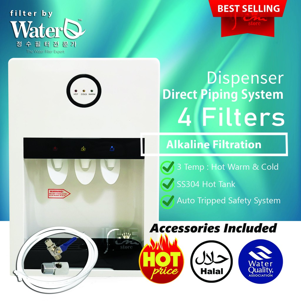 NWD389-21 HOT WARM & COLD Table Top with WATER Q 4 Filter Alkaline ...