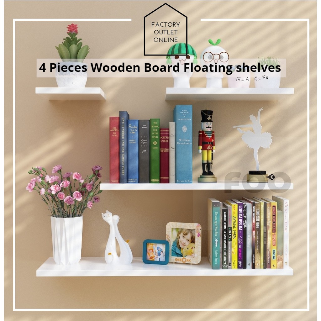 🔥Ready stock 🔥 4 Pieces Set Floating Wall Shelves Rack Shelf Book ...