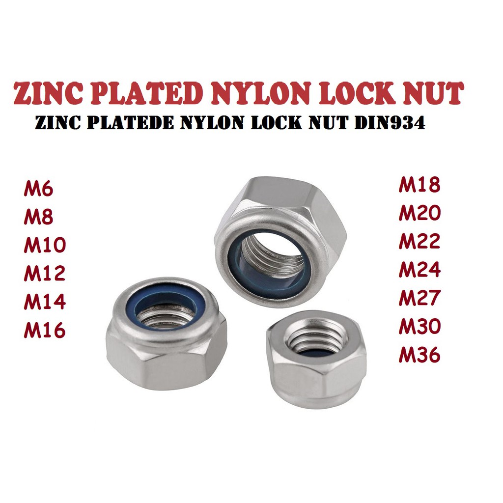 Zinc Plated Chrome Hex Lock Nut M6 M8 M10 M12 M14 M16 M18 M20 M22 ...