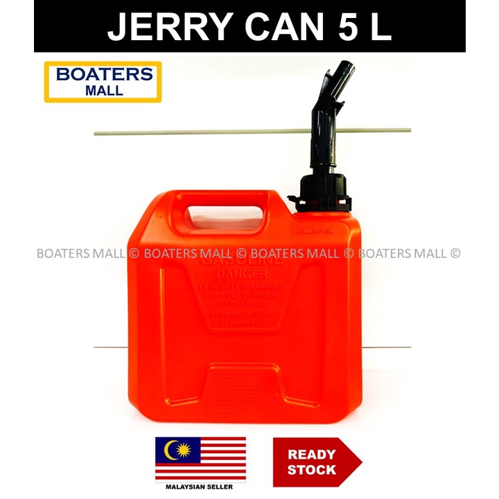 Jerry can 5 L Portable Fuel Tank Red Gas Cans Spare Petrol Plastic ...