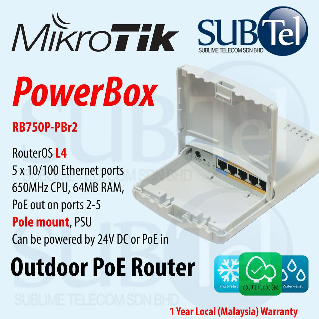 Mikrotik RB750P-PBr2 PowerBox Outdoor POE Router Passive 24V MPLS VPN Firewall NAT BGP VLAN IPv6 ...