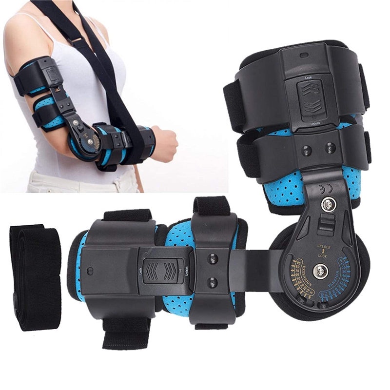 Hinged Elbow Brace, Post Op Elbow Brace with Strap, Adjustable Range of ...