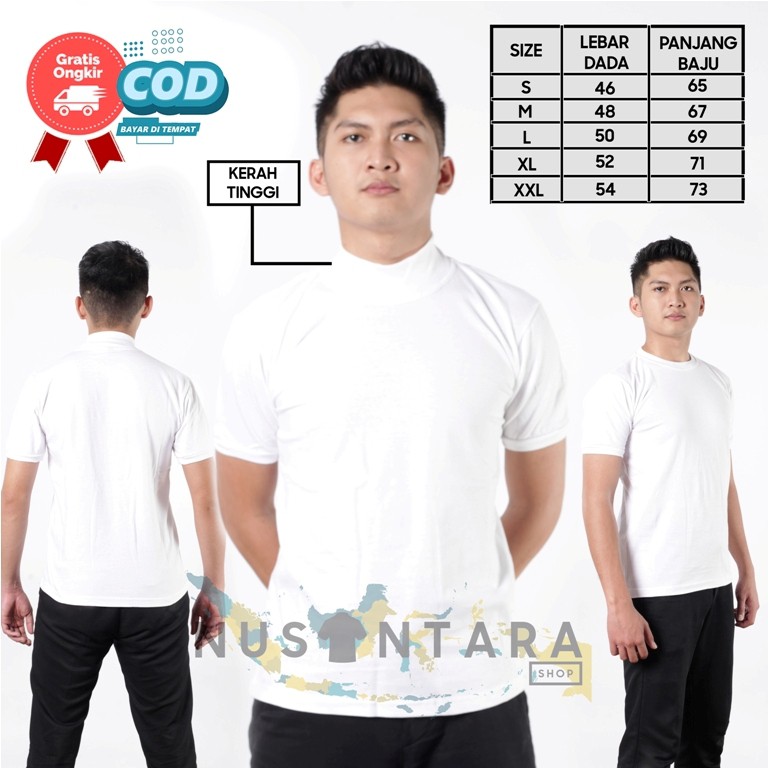 PUTIH Plain White High Collar T-Shirt In Police Security Guard | Shopee ...