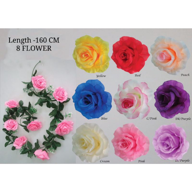 BUNGA ROSE PANJANG / BUNGA GANTUNG / ROSE GARLAND / | Shopee Malaysia