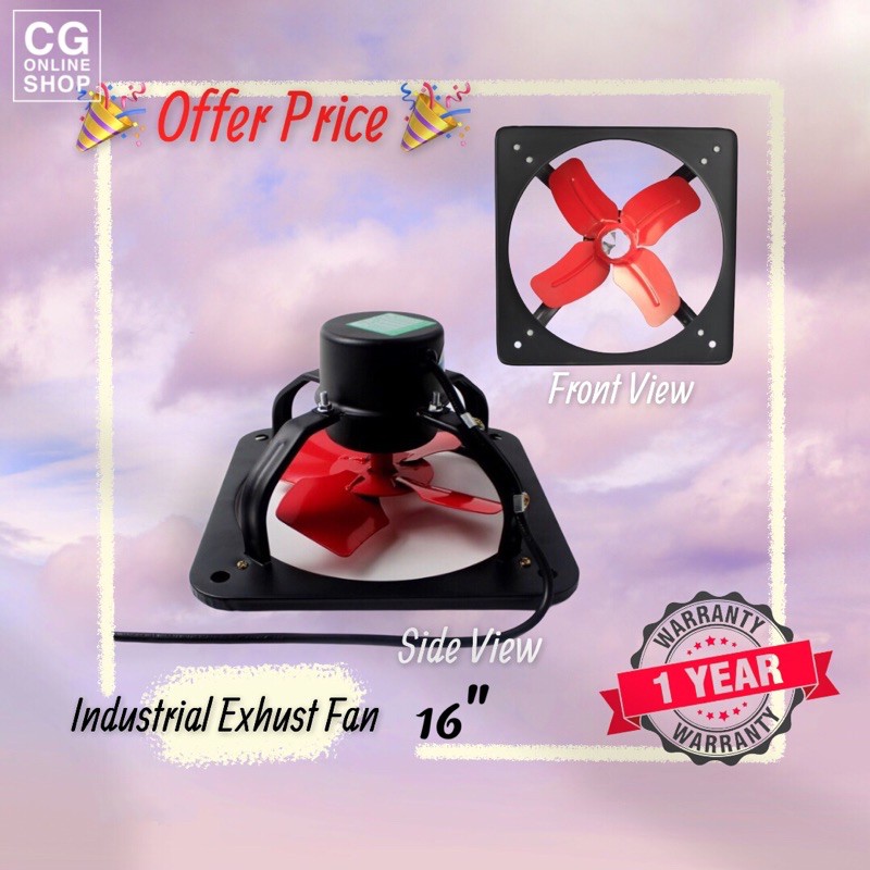 Industrial Exhaust Fan 16''inch Wall Type Light Duty (With Net ...
