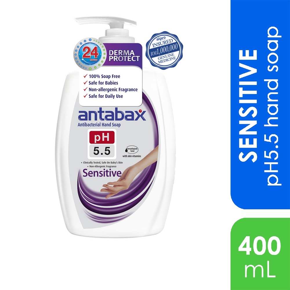 Antabax Antibacterial Hand Soap 400ml (pH5.5 Sensitive) | Shopee Malaysia