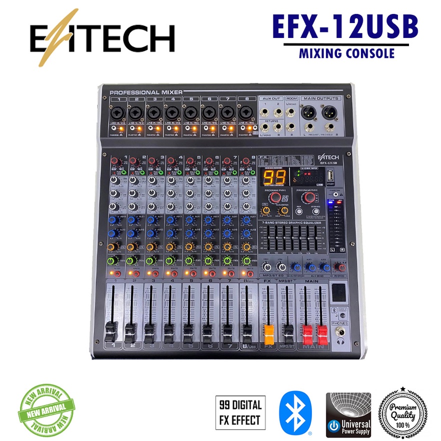 EZITECH EFX-12USB PROFESSIONAL 8 CHANNEL MIXER | Shopee Malaysia