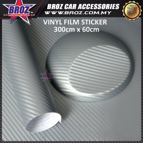 Carbon Silver Vinyl Film Fiber Sticker 5D Carbon Car Kereta/Motor ...