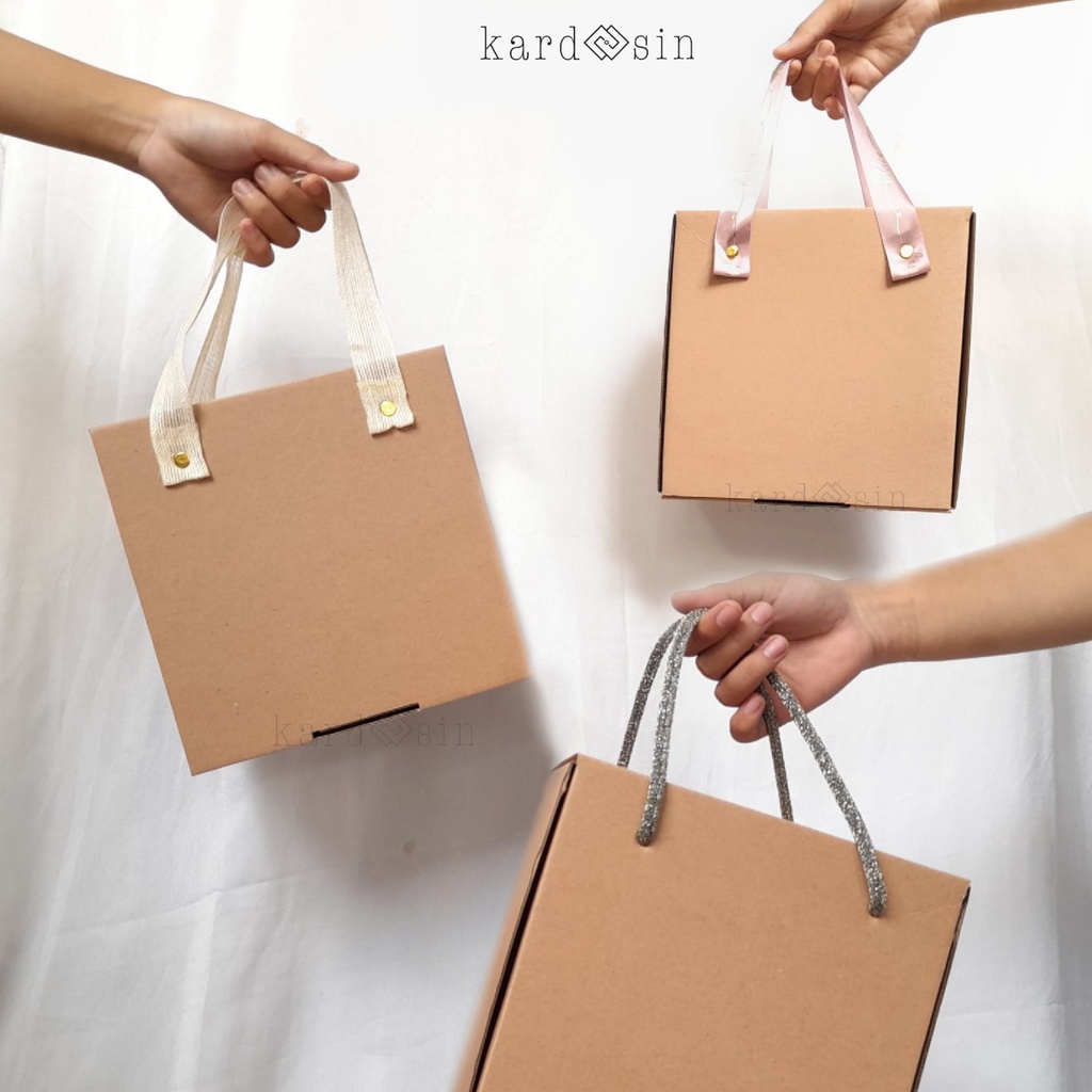 Sling BOX DOUBLE TENTENG TOTE BAG HANDLE CARDBOARD RIBBON STRAP BOX ...