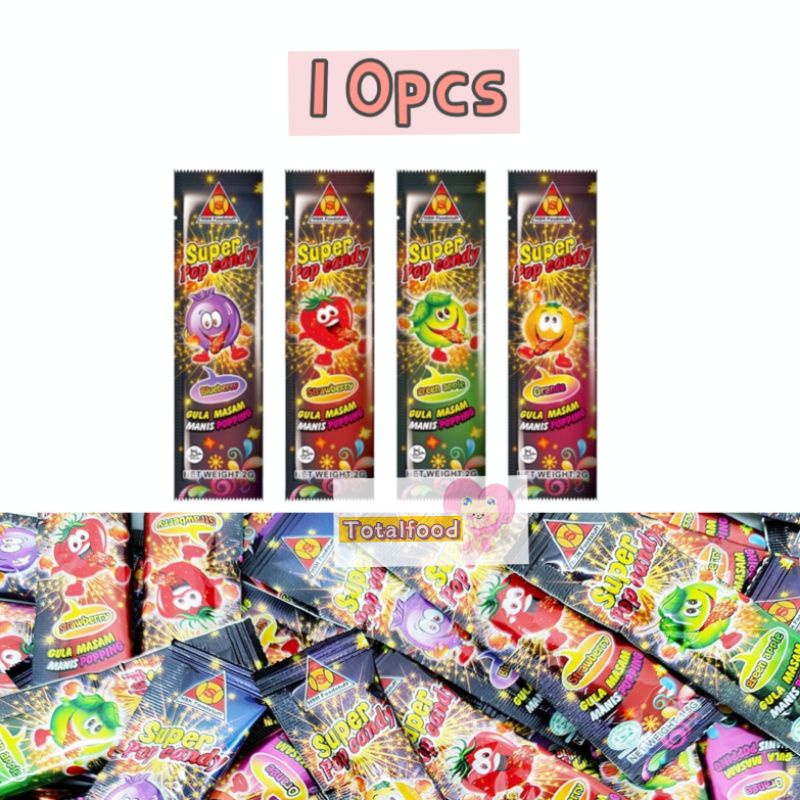 10pcs Super Pop Candy gula masam manis fruits flavour popping candy ...