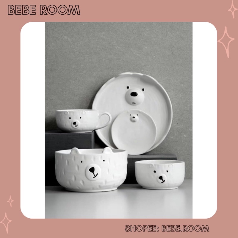 (Actual Photos included) White Bear kitchen ceramic dish Set | Shopee ...