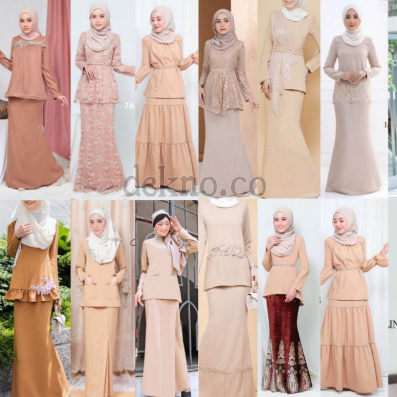 (S-XL) KHAKI / NUDE / BROWN TEMA COLOR BAJU KURUNG MODERN BAJU RAYA ...