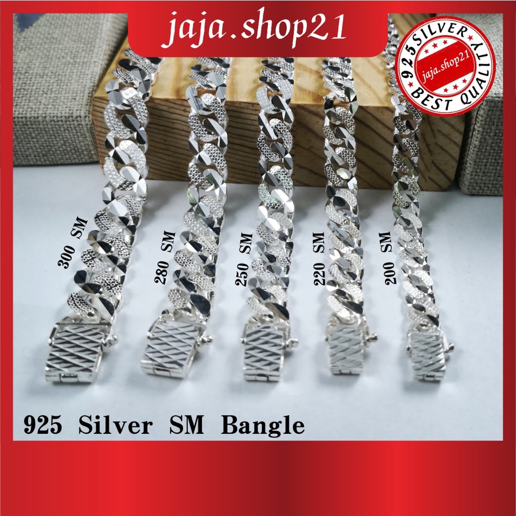 READY STOCK | Original 925 Silver SM Bangle For Men | Gelang Tangan ...