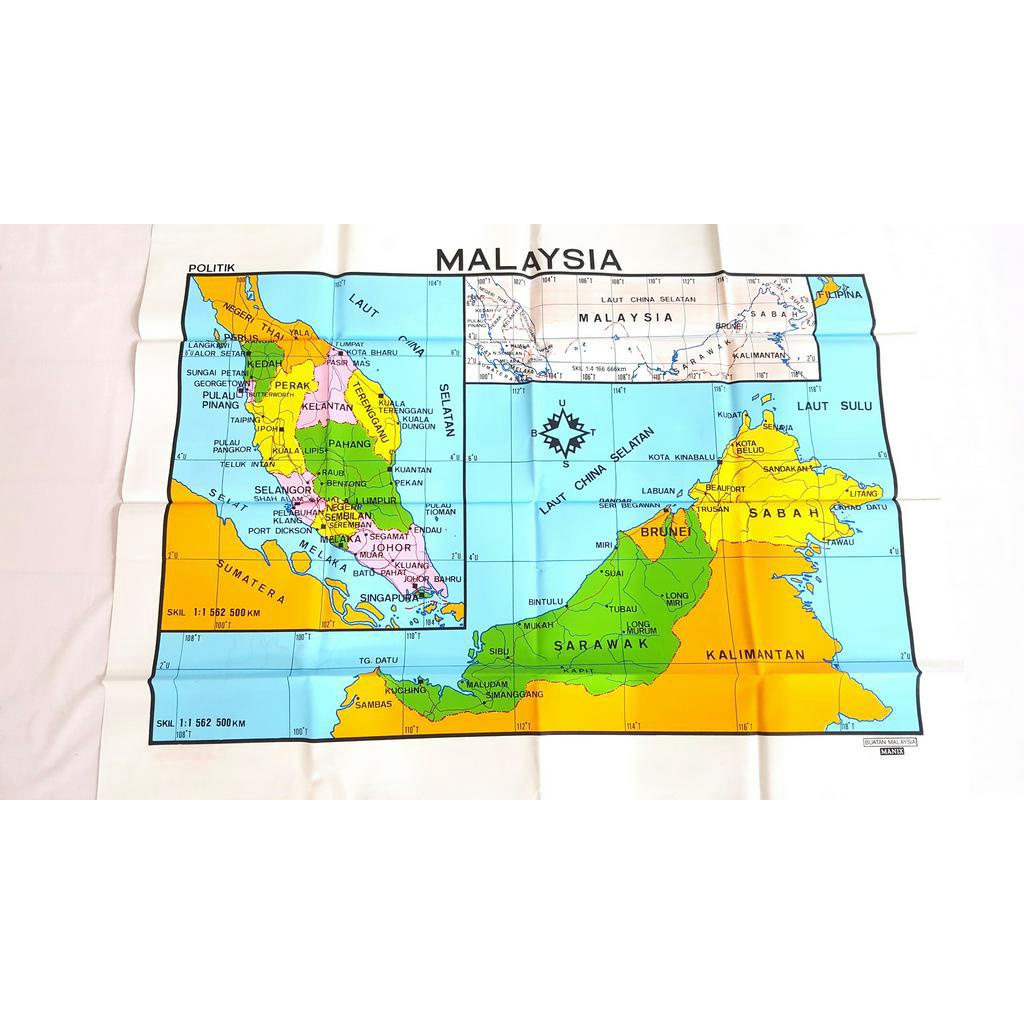 MANIX EDUCATION CHART (COLOUR)- MALAYSIA POLITICAL MAP (CODE 940) x 1pc ...
