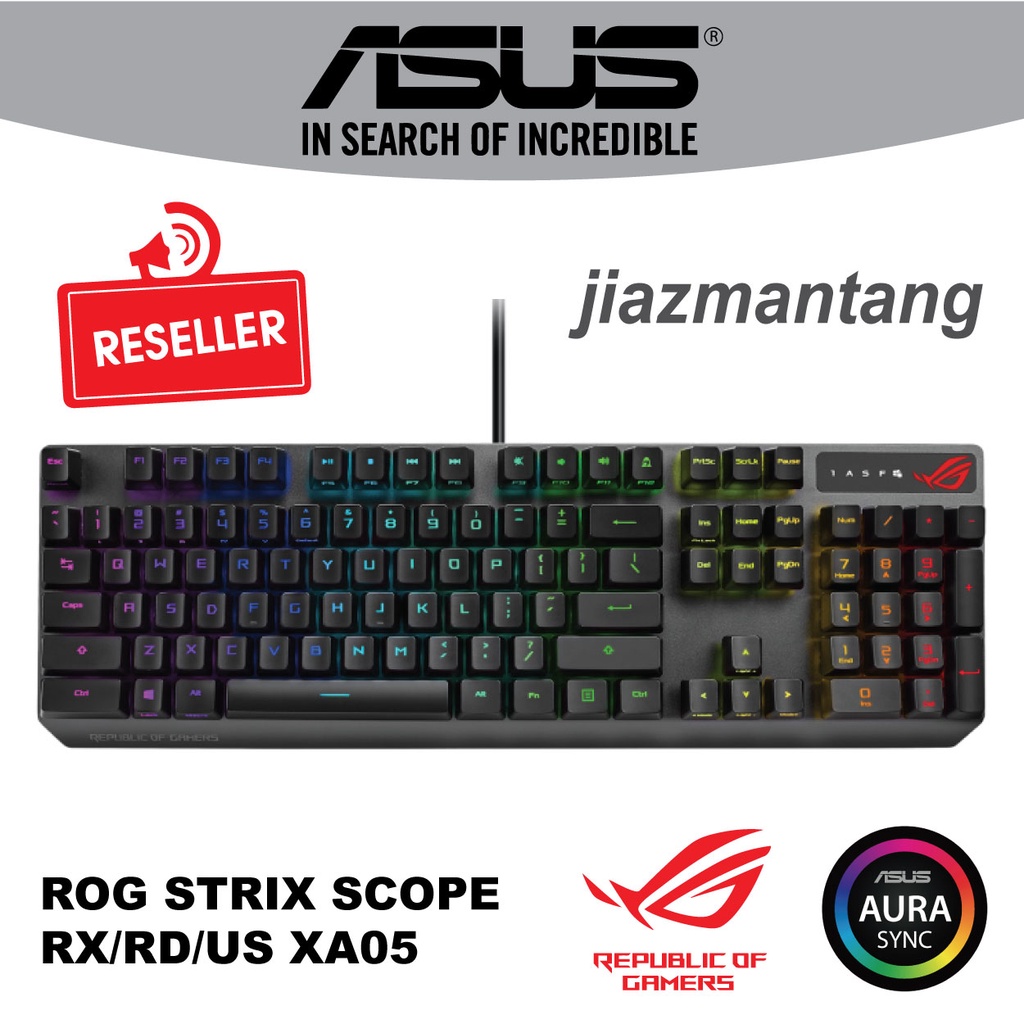 Asus ROG STRIX SCOPE RX Gaming Keyboard | RED Optical Mechanical Switch ...