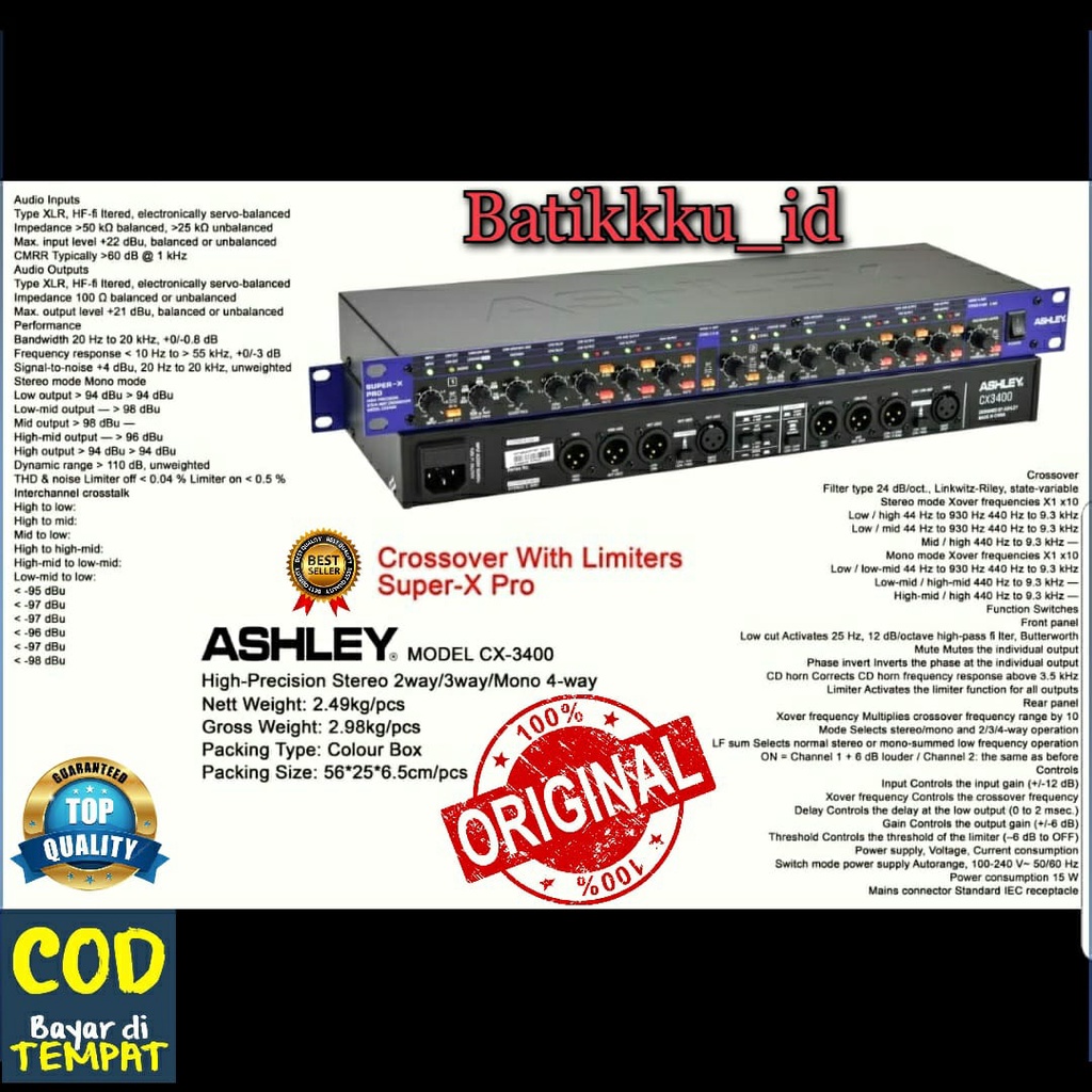 Ashley CX 3400 CX3400 Super X Pro Crossover With Limiter 2-wayOriginal ...