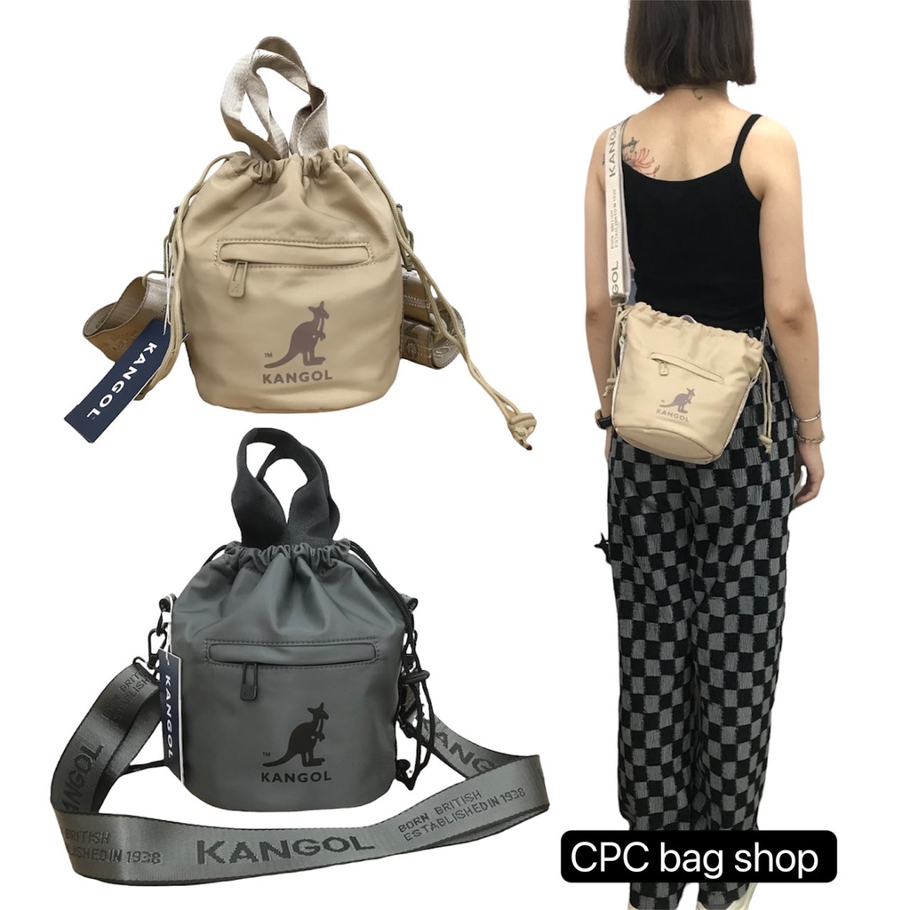 KANGOL Kangaroo Bucket Bag Handbag Side Backpack Slippery Nylon ...