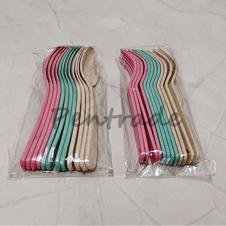 (READY STOCK)12Pcs Plastic Fork Spoon/Disposable Tableware Cutlery ...