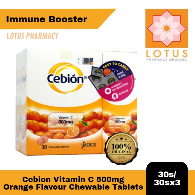 Cebion Vitamin C 500mg Chewable Tablet Orange Flavour (30s / 3*30s ...