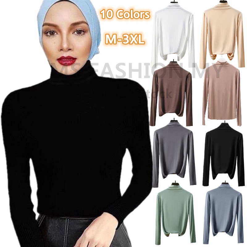 🌸READY STOCK🌸2023 New Muslimah Inner Women Blouse High Neck Long ...