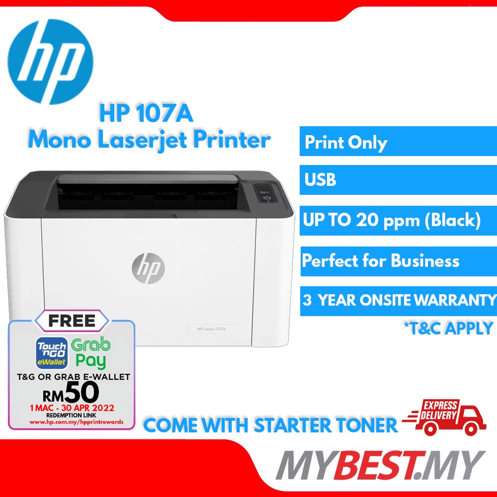 HP LASER 107A/ 107W MONOCHROME LASER PRINTER (PRINT ONLY) | Shopee Malaysia