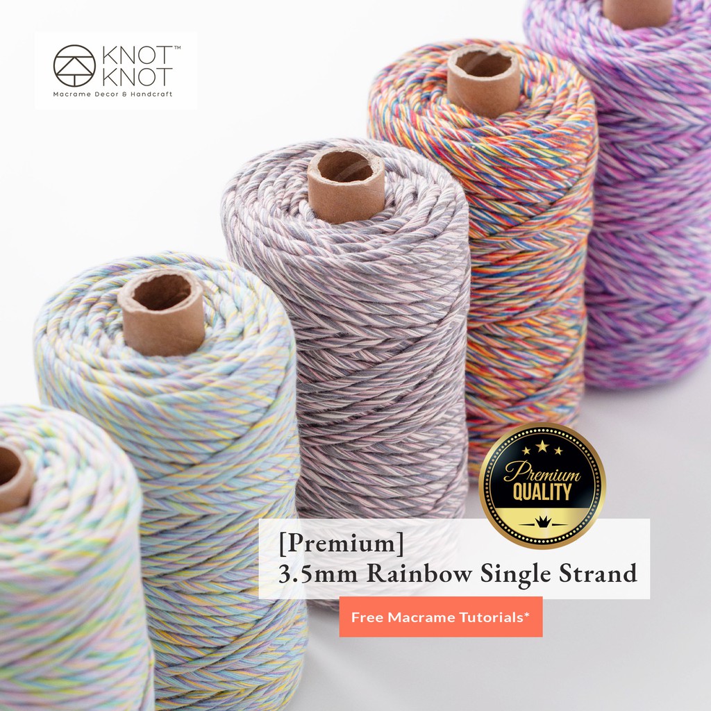 [Premium] Macrame 3.5mm Rainbow Single Strand Cotton Cord Rope & Fiber ...