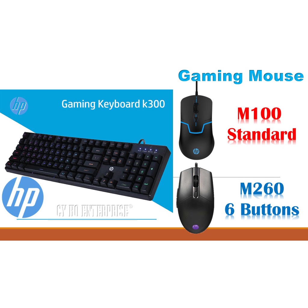HP K300 GAMING KEYBOARD / M260 6 Buttons Gaming Mouse / M160 Standard ...